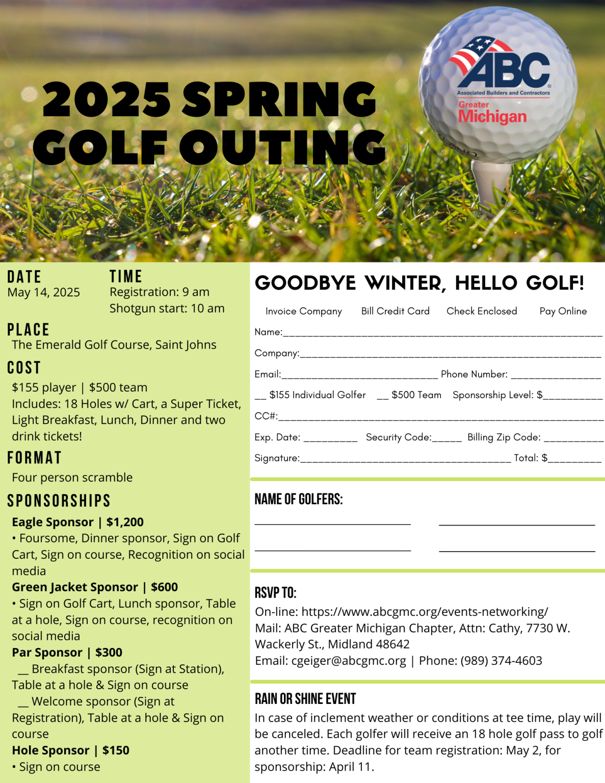 2025 Spring Golf Outing | ABC Greater MI Chapter
