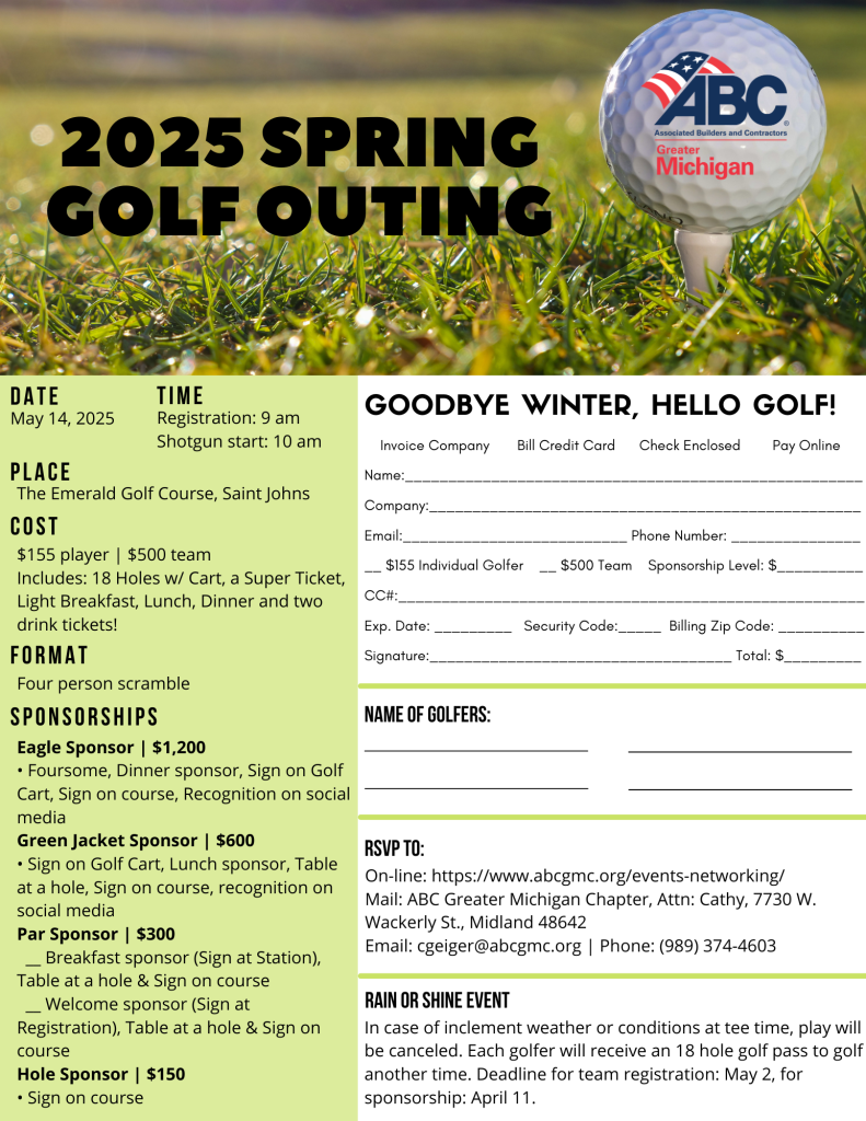 2025 Spring Golf Outing | ABC Greater MI Chapter